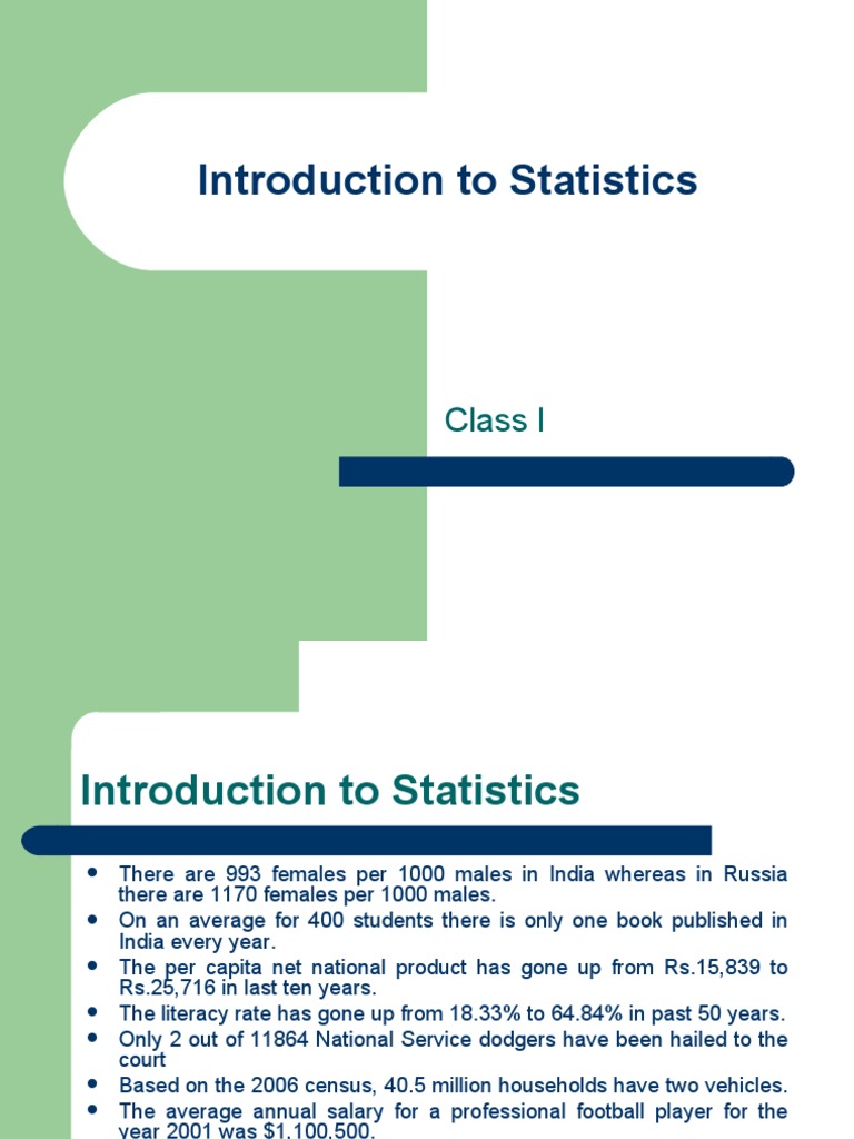 Introduction to Statistics Overview | PDF | Statistics | Data