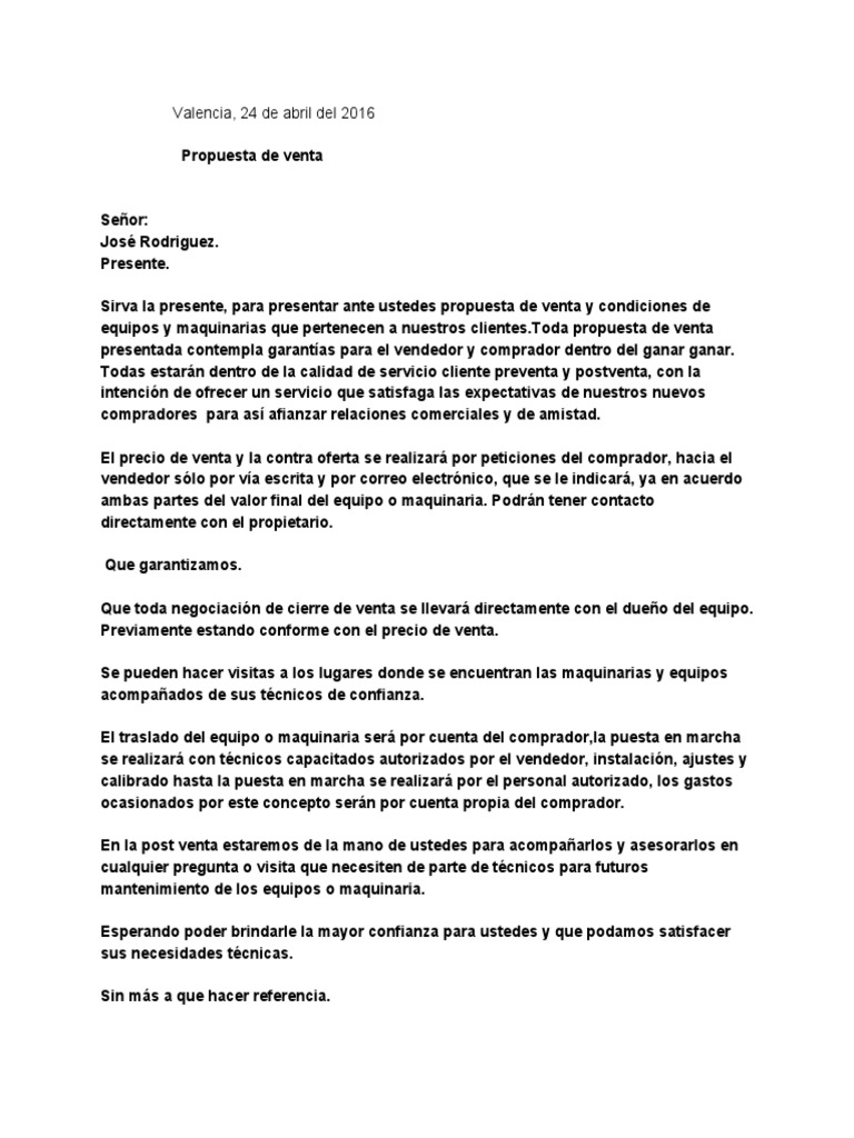 Propuesta de Venta | PDF