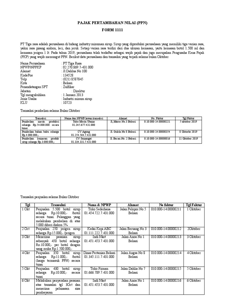 Kasus PPN Formulir 1111 | PDF