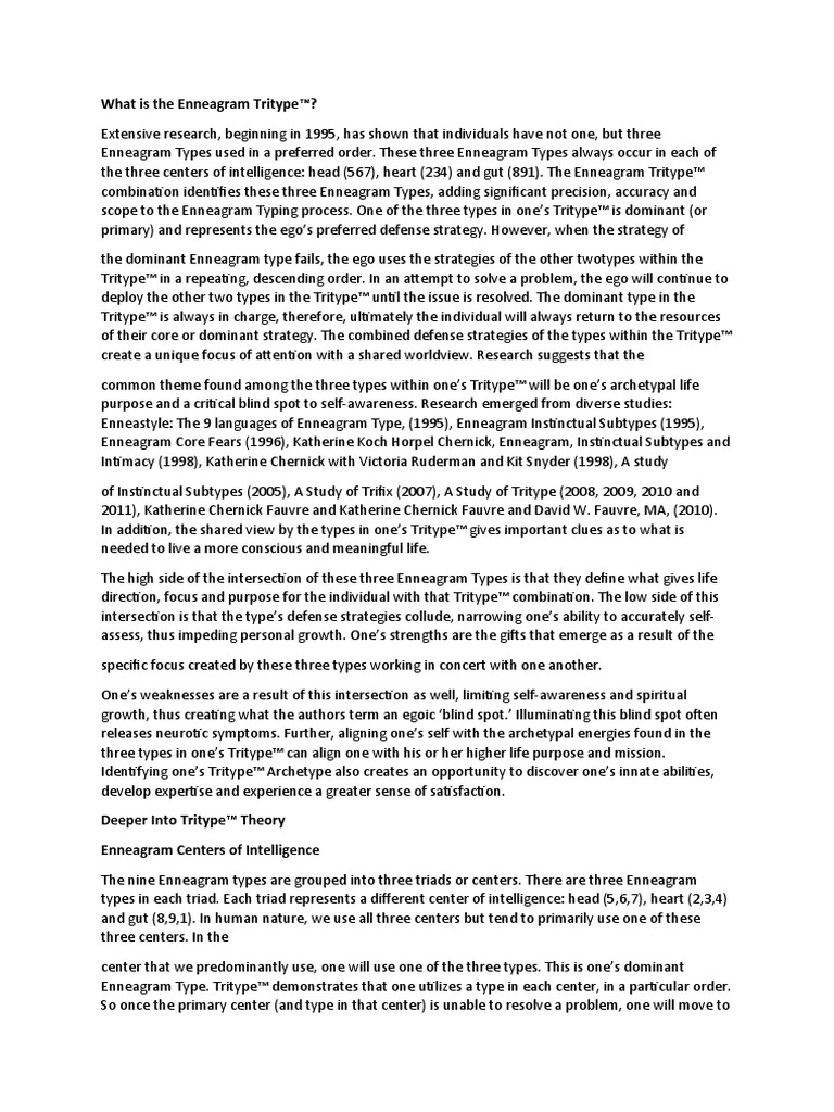 What Is The Enneagram Tritype | PDF | Enneagram Of Personality | Instinct