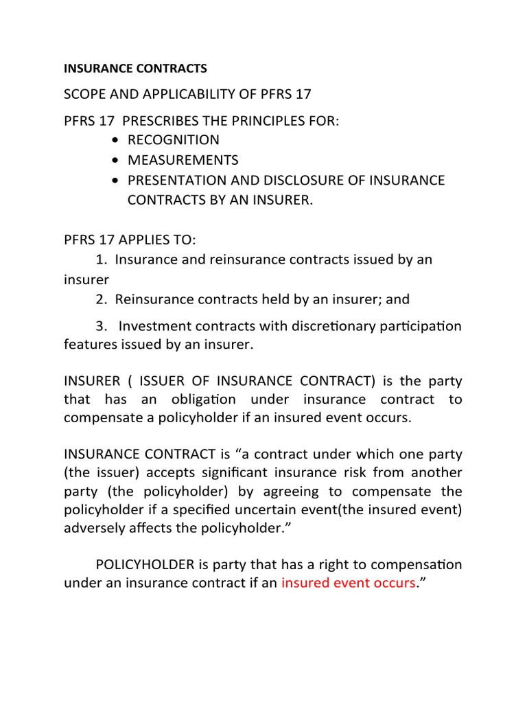 Insurance Contracts: Insured Event Occurs | PDF | Reinsurance | Insurance