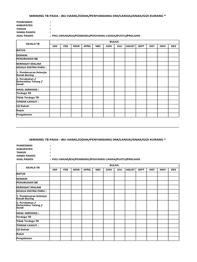 Form Skrining TB | PDF