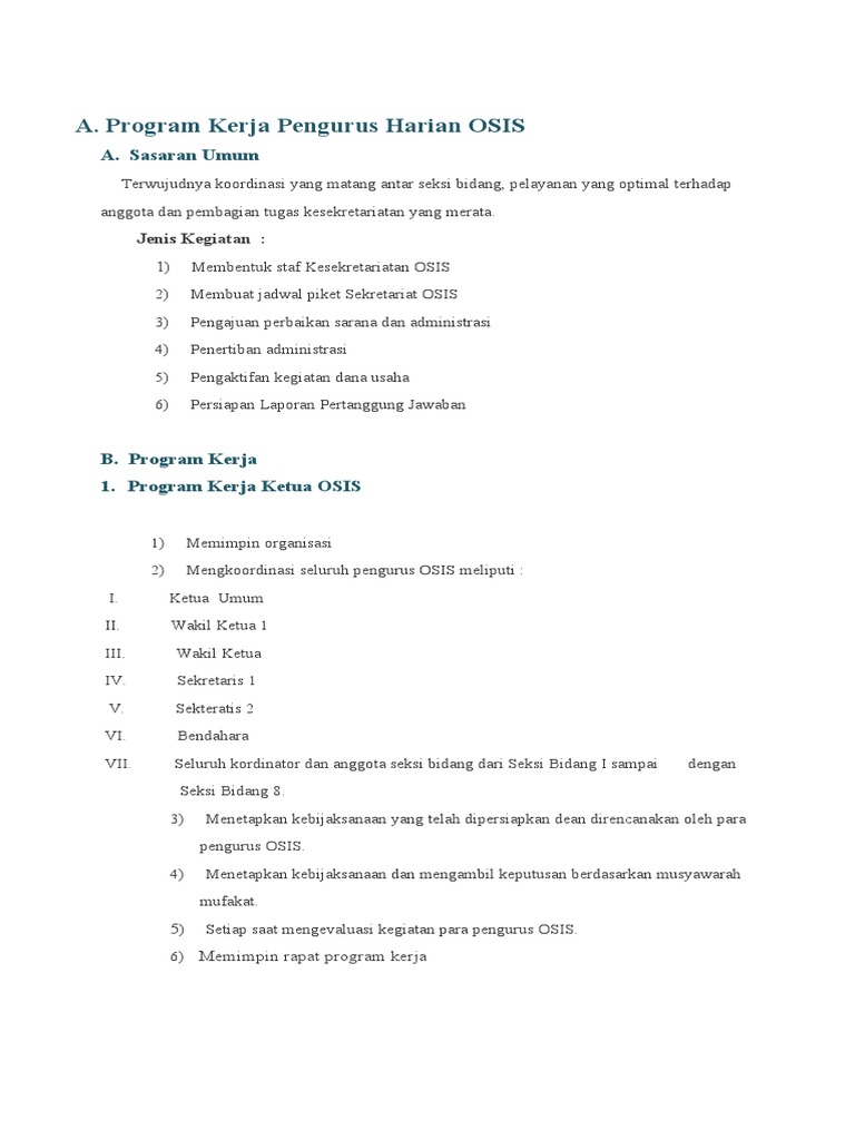 Program Kerja OSIS: Struktur & Kegiatan | PDF | Perjalanan | Seni