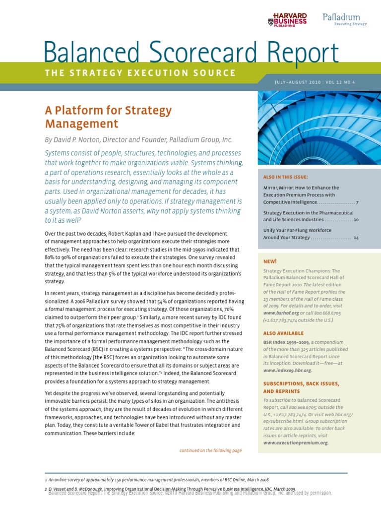 BSC Report 2010-Strategy Execution | PDF | Strategic Management | Business