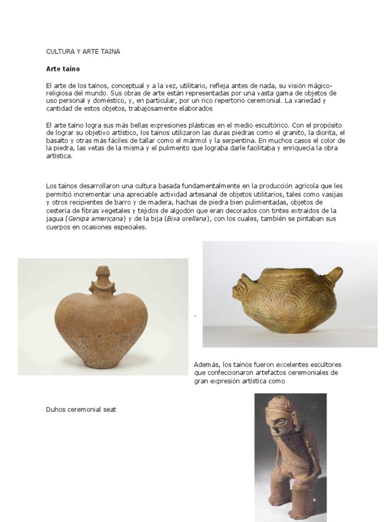 CULTURA Y ARTE y Sociedad TAINA | PDF | Escultura | Artes (general)