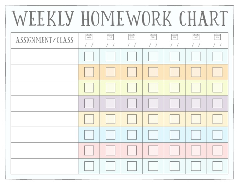 Weekly Homework Charts PDF | PDF