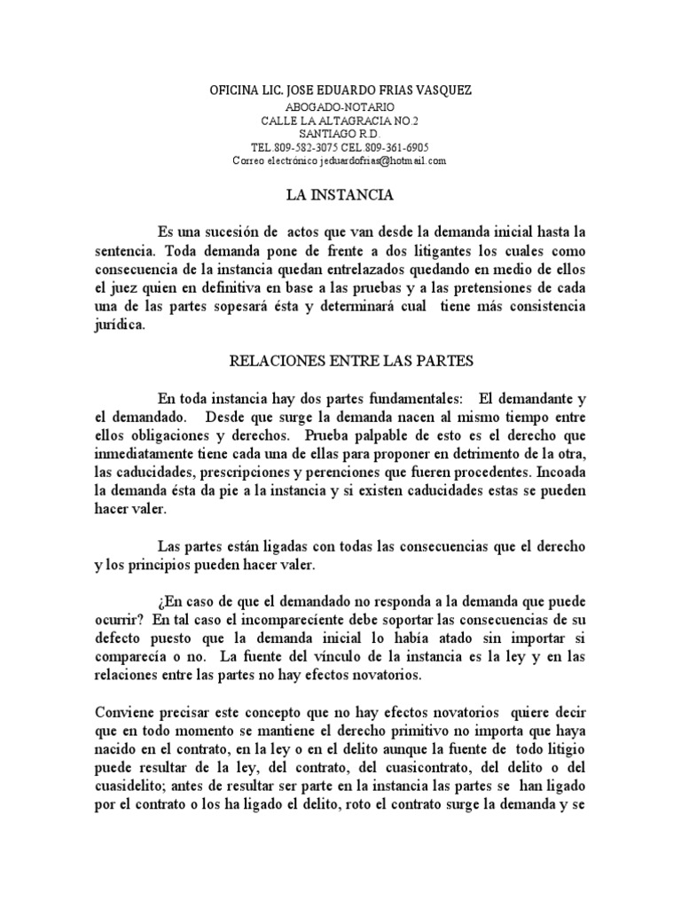 Concepto y Función de la Instancia Judicial | PDF | Ley procesal ...