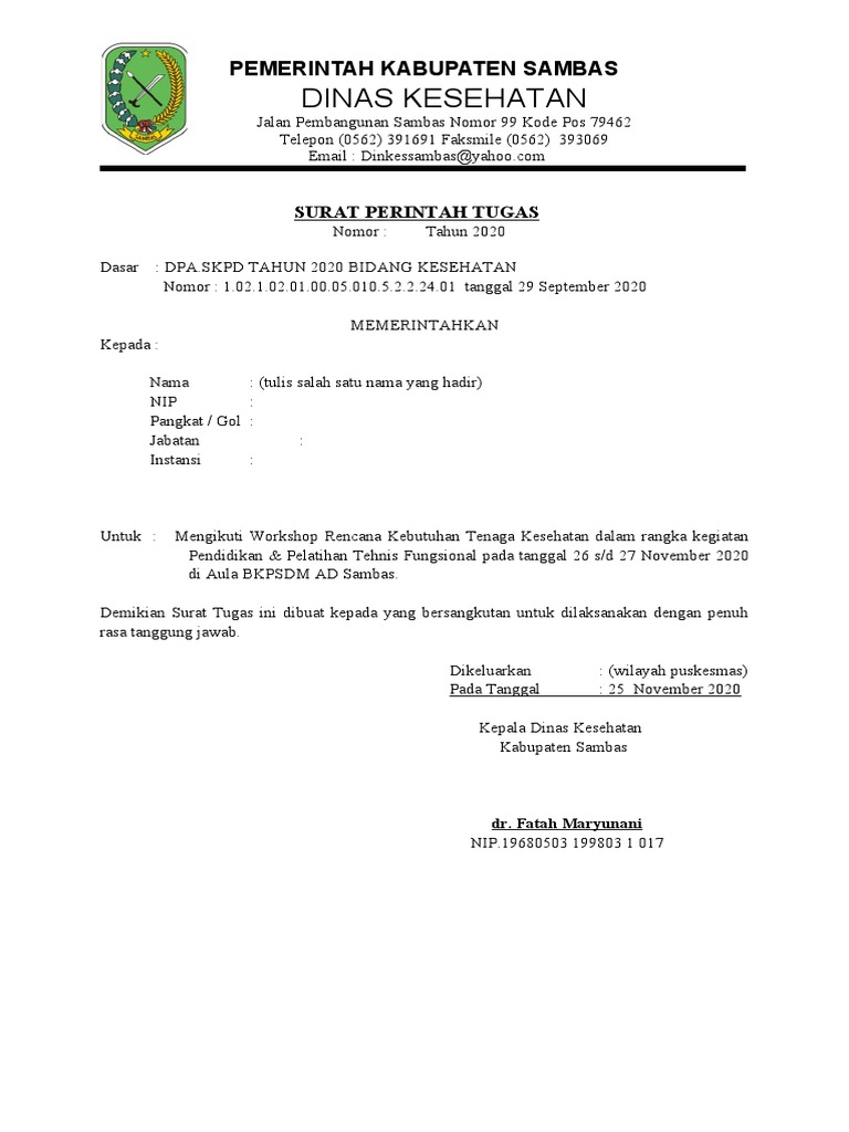 Contoh Surat Tugas Pertemuan Renbut | PDF