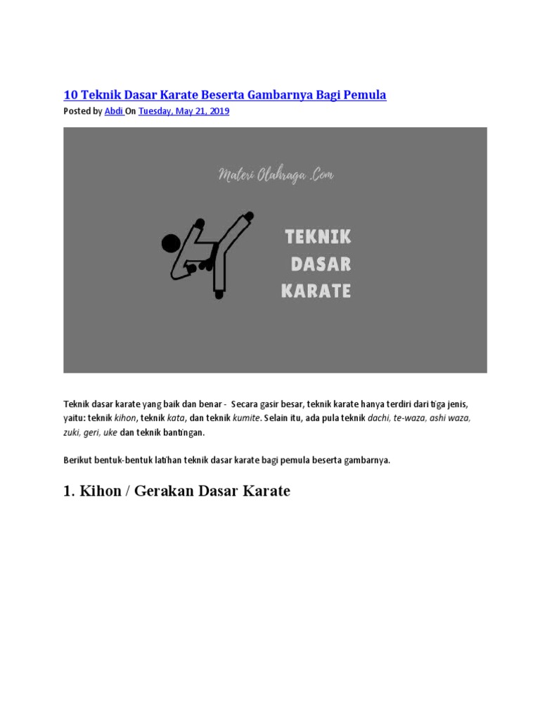 Teknik Dasar Karate 3 | PDF | Seni & Disiplin Bahasa