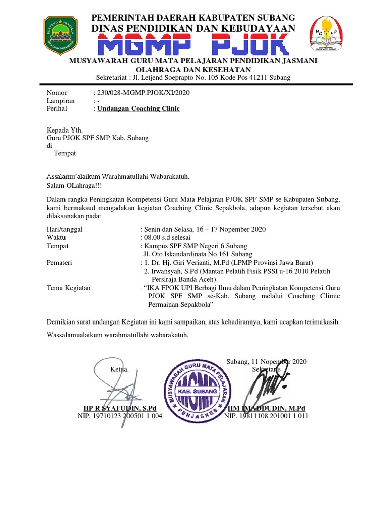 Undangan Coaching Clinic | PDF