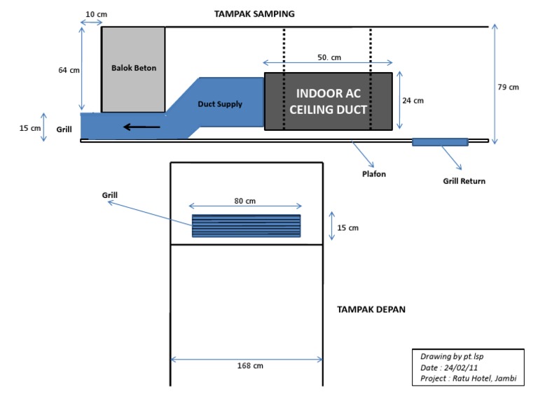 Drawing AC Ceiling Concealed Jambi | PDF