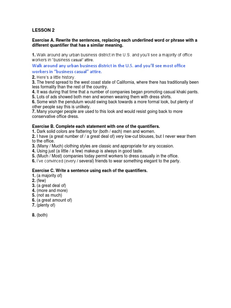 Unit 4 Lesson 2 Quantifiers | PDF