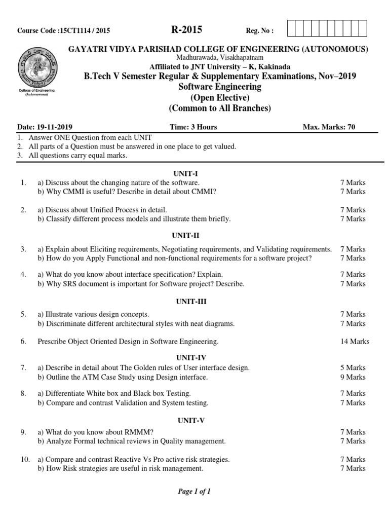 B.Tech V Semester Regular & Supplementary Examinations, Nov-2019 ...