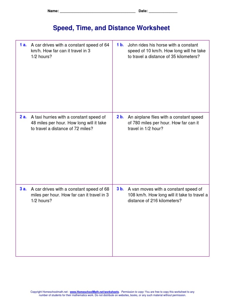 Distance Rate Time Worksheet Distance Rate Time Word Problem Practice