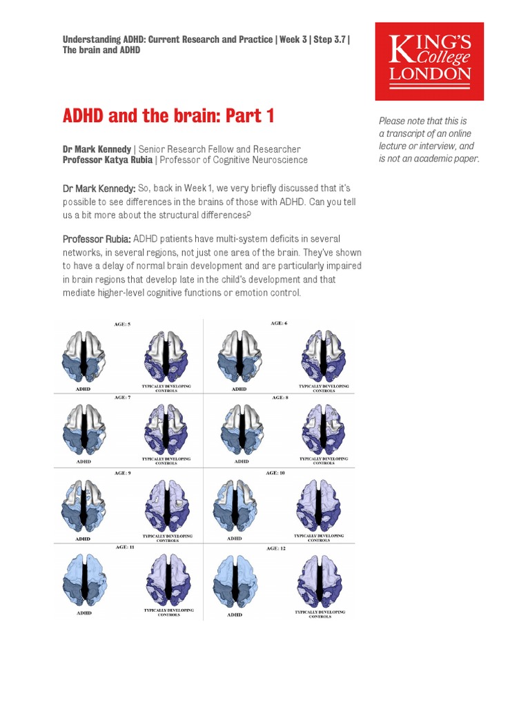 ADHD and The Brain - Part 1 | PDF | Frontal Lobe | Attention Deficit ...