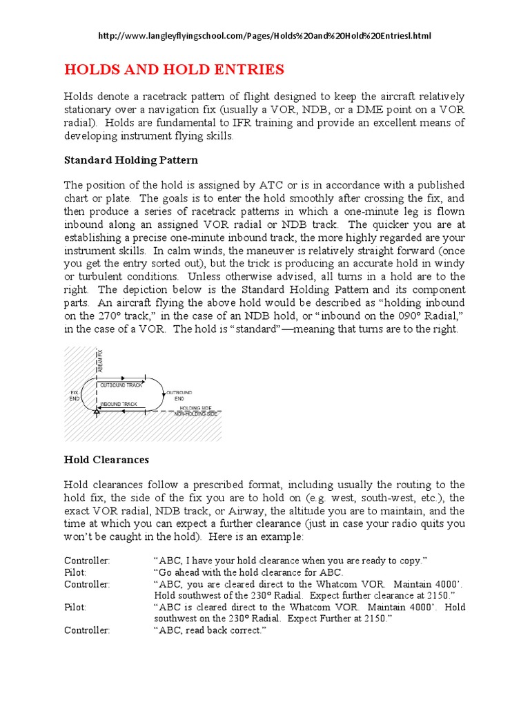 Holds and Hold Entries | PDF | Instrument Flight Rules | Aircraft