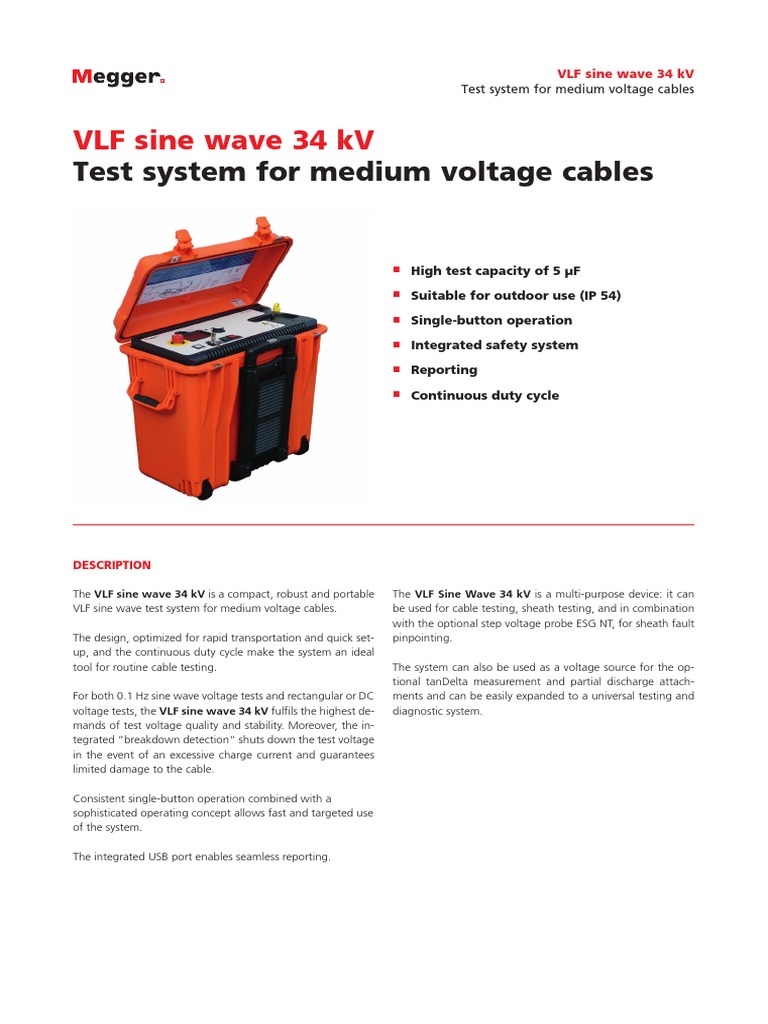 Test System For Medium Voltage Cables: VLF Sine Wave 34 KV | PDF ...