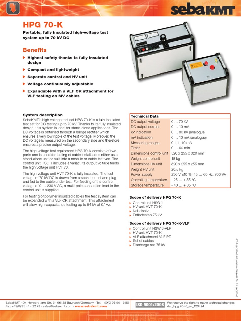 HPG70-K - Brochure559 | PDF | Direct Current | High Voltage