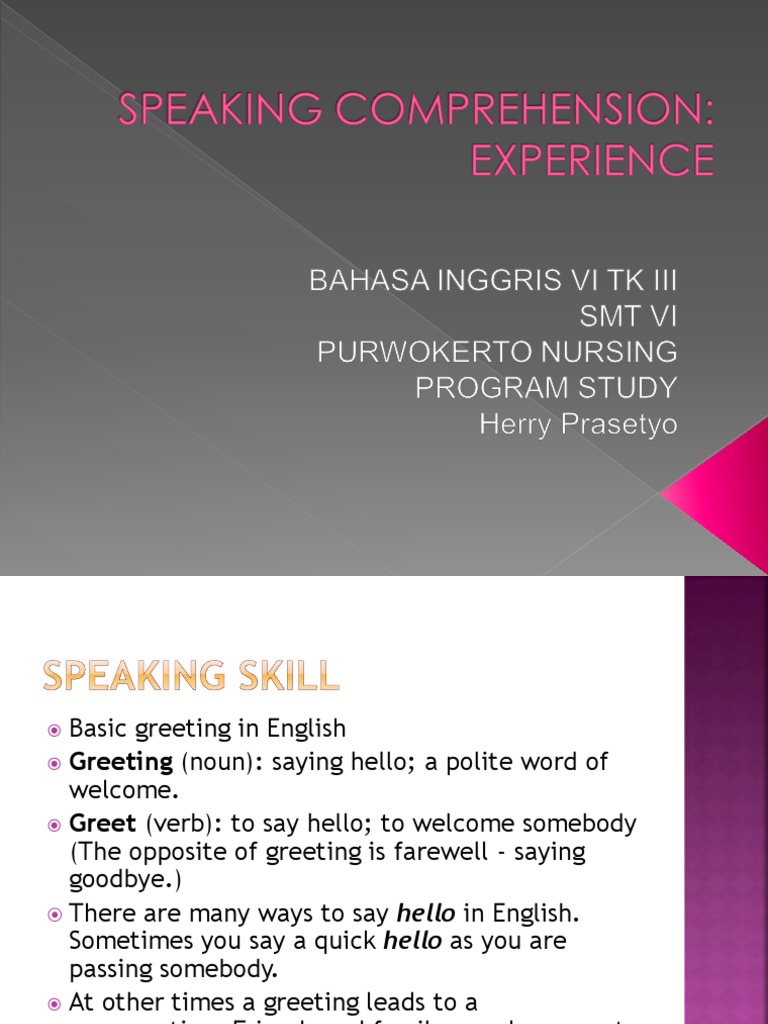 Speaking Comprehension-Experience | PDF | English Language | Linguistics