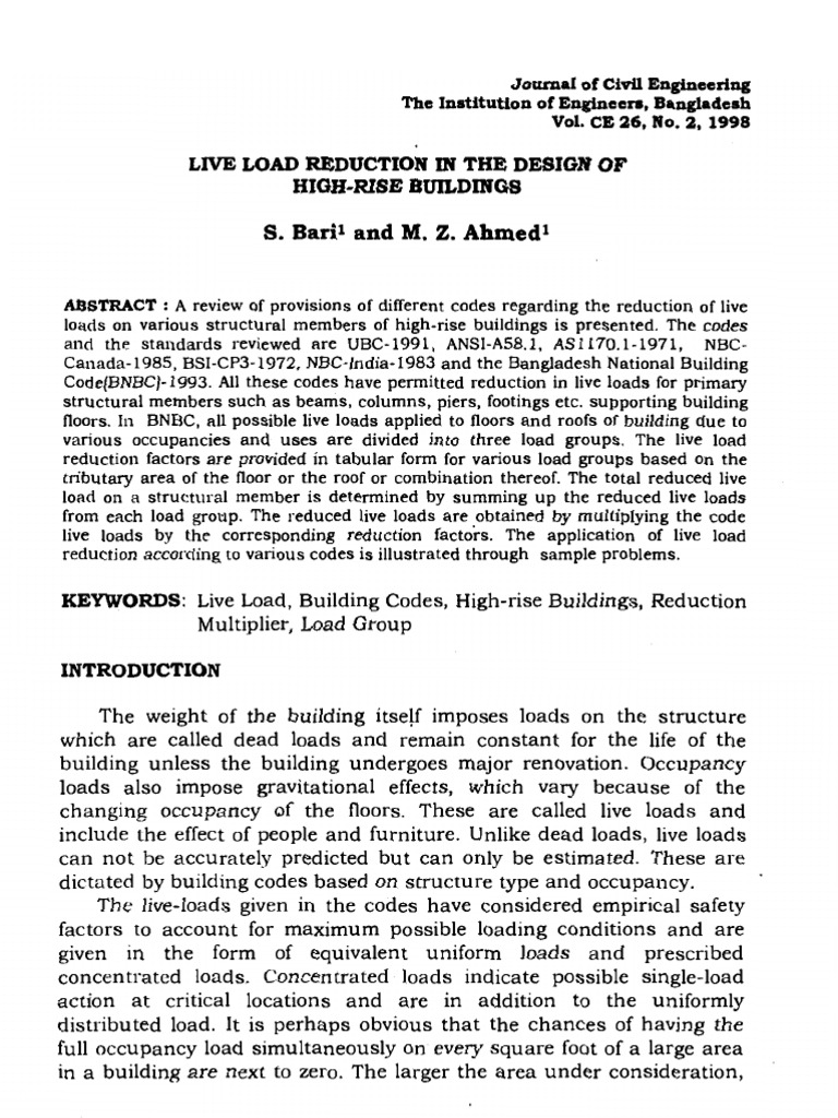Live Load Reduction in High-Rise Design | PDF