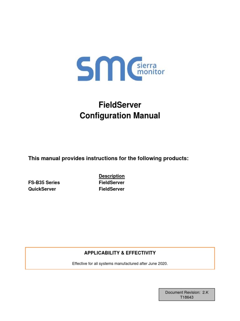 Fieldserver Configuration Manual: This Manual Provides Instructions For ...