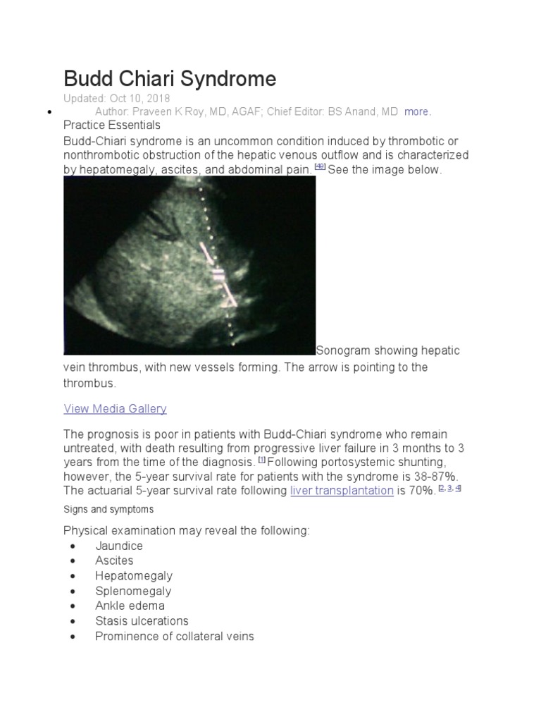 Budd Chiari Syndrome - EMEDICINE.2018.FCPS | PDF | Cirrhosis | Liver