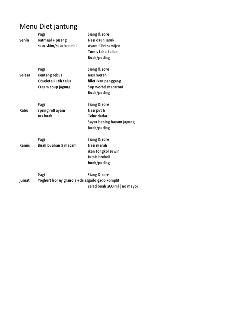 Menu Diet Jantung | PDF