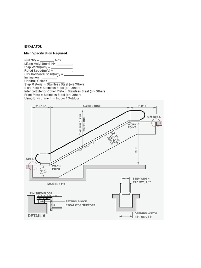 Main Specification of Escalator | PDF | Escalator | Components