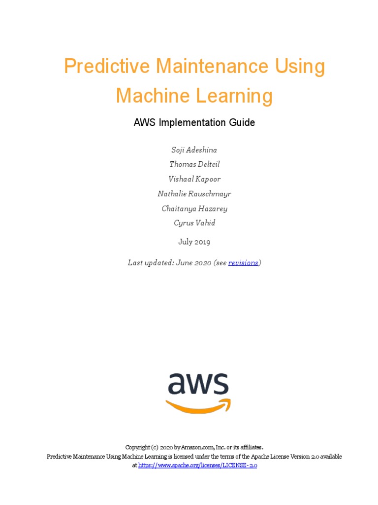 Predictive Maintenance Using Machine Learning: AWS Implementation Guide | PDF | Amazon Web ...