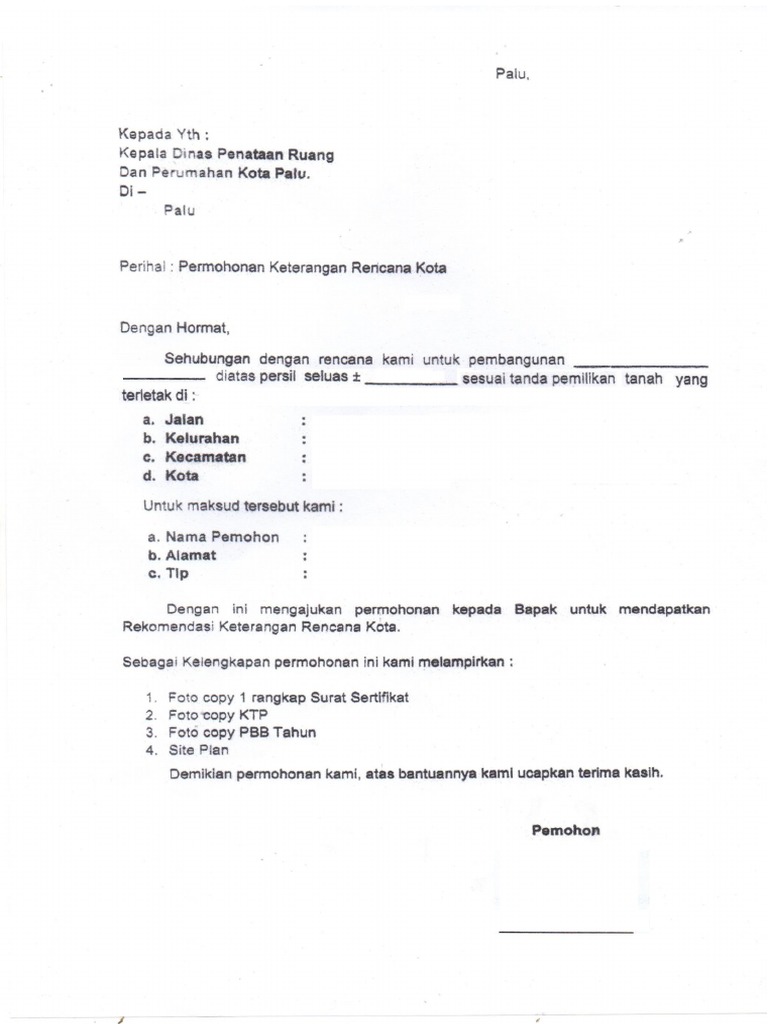 Permohonan KRK Kota Palu | PDF