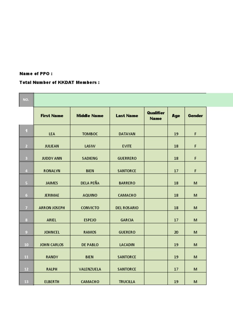 KKDAT Members Personal Data Summary | PDF