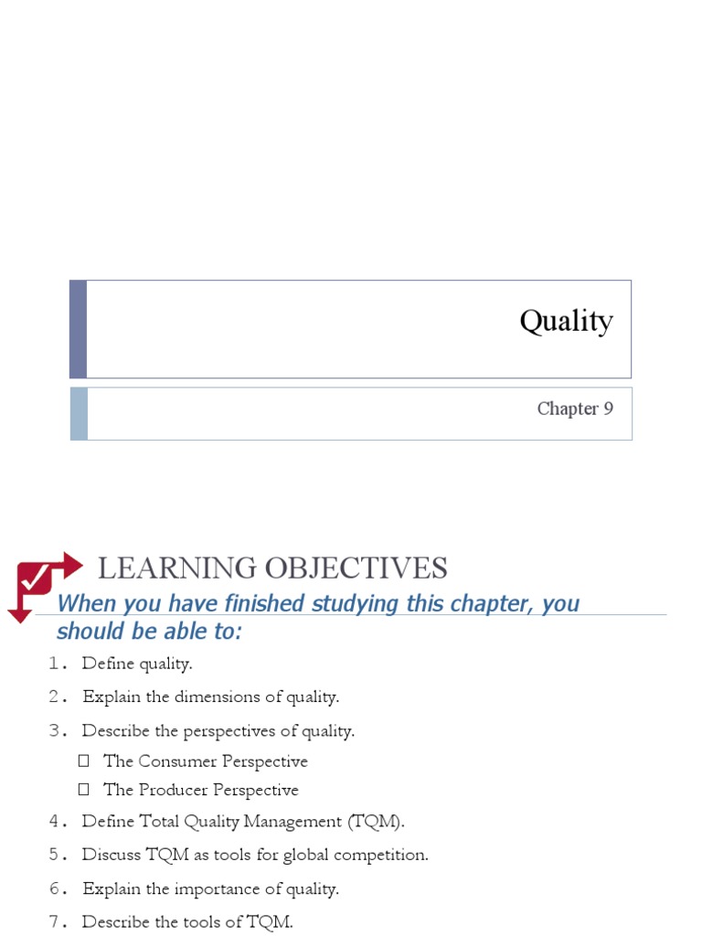Chapter 9 Quality | PDF | Benchmarking | Quality Management