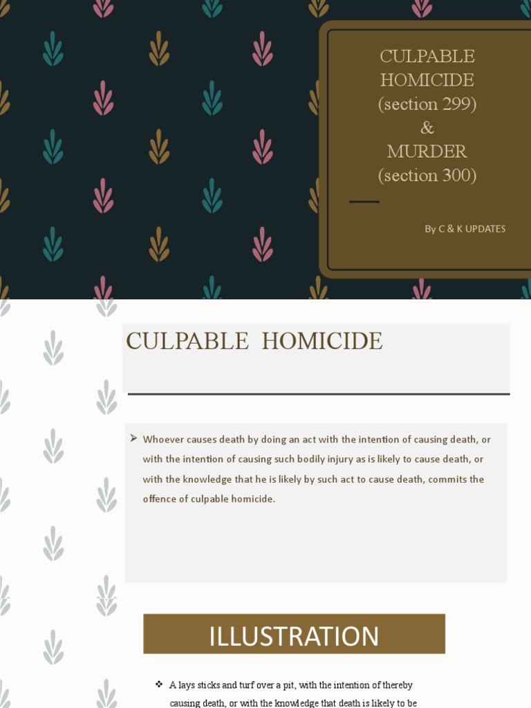 Culpable Homicide & Murder | PDF | Murder | Homicide