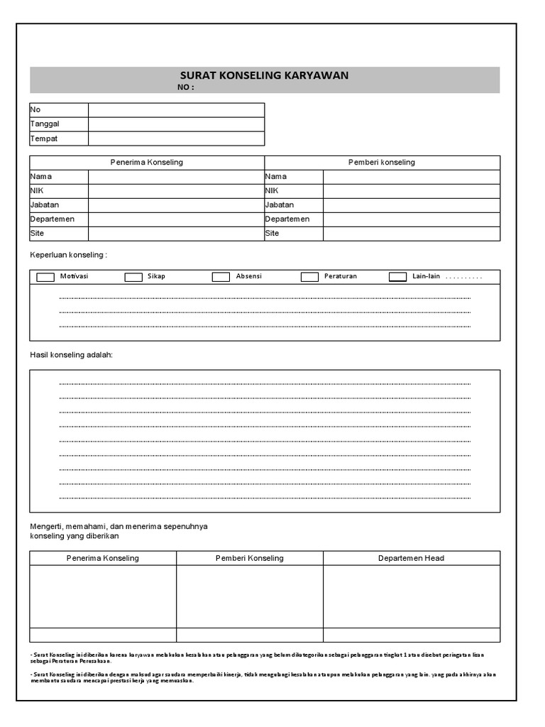 Form Standart Form Konseling 1 | PDF