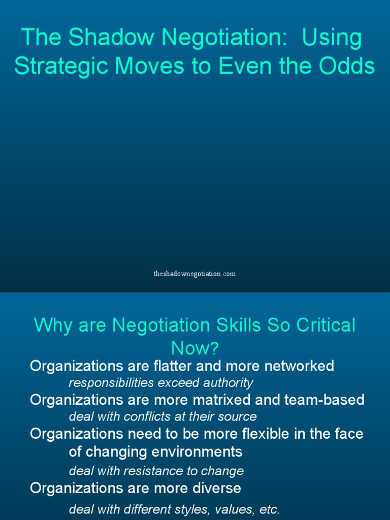 The Shadow Negotiation: Using Strategic Moves To Even The Odds ...