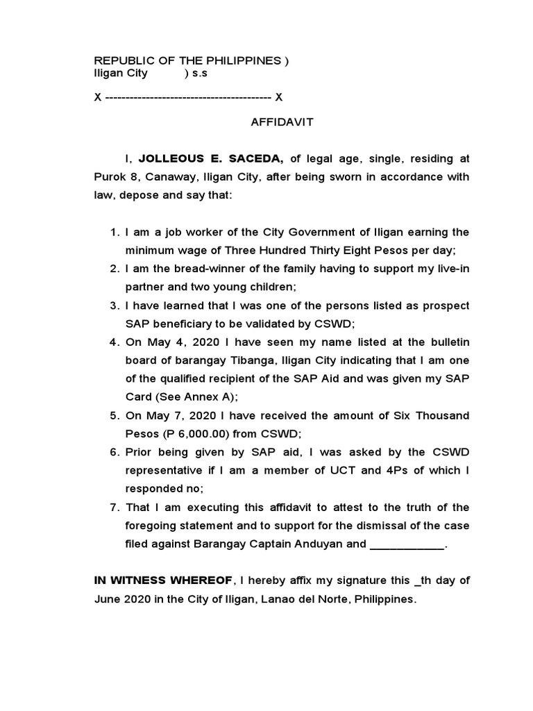IN WITNESS WHEREOF, I Hereby Affix My Signature This - TH Day of | PDF