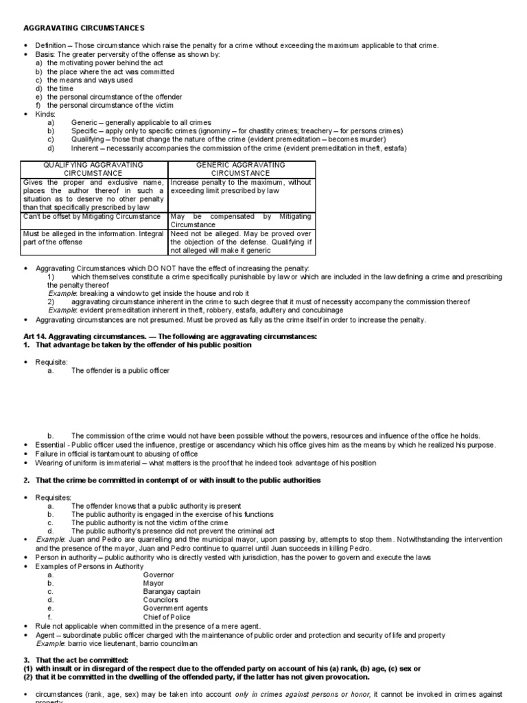 AGGRAVATING CIRCUMSTANCES | Murder | Crimes