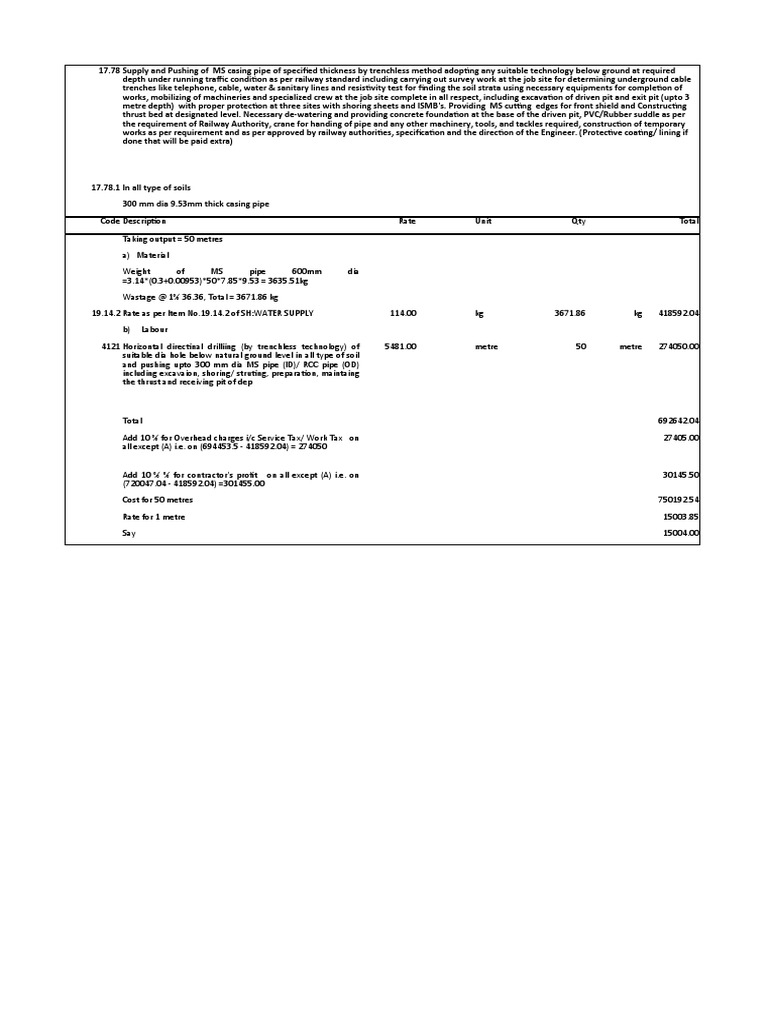 Rate Analysis - 2017 | PDF | Pipe (Fluid Conveyance) | Masonry