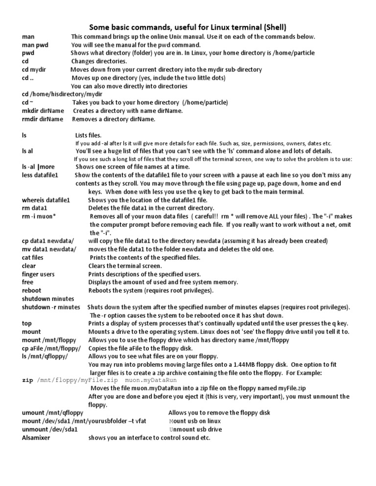 Linuix - Some Basic Commands | PDF | Floppy Disk | Computer File