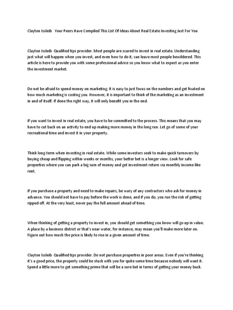 Clayton Issleib Your Peers Have Compiled This List of Ideas About Real ...