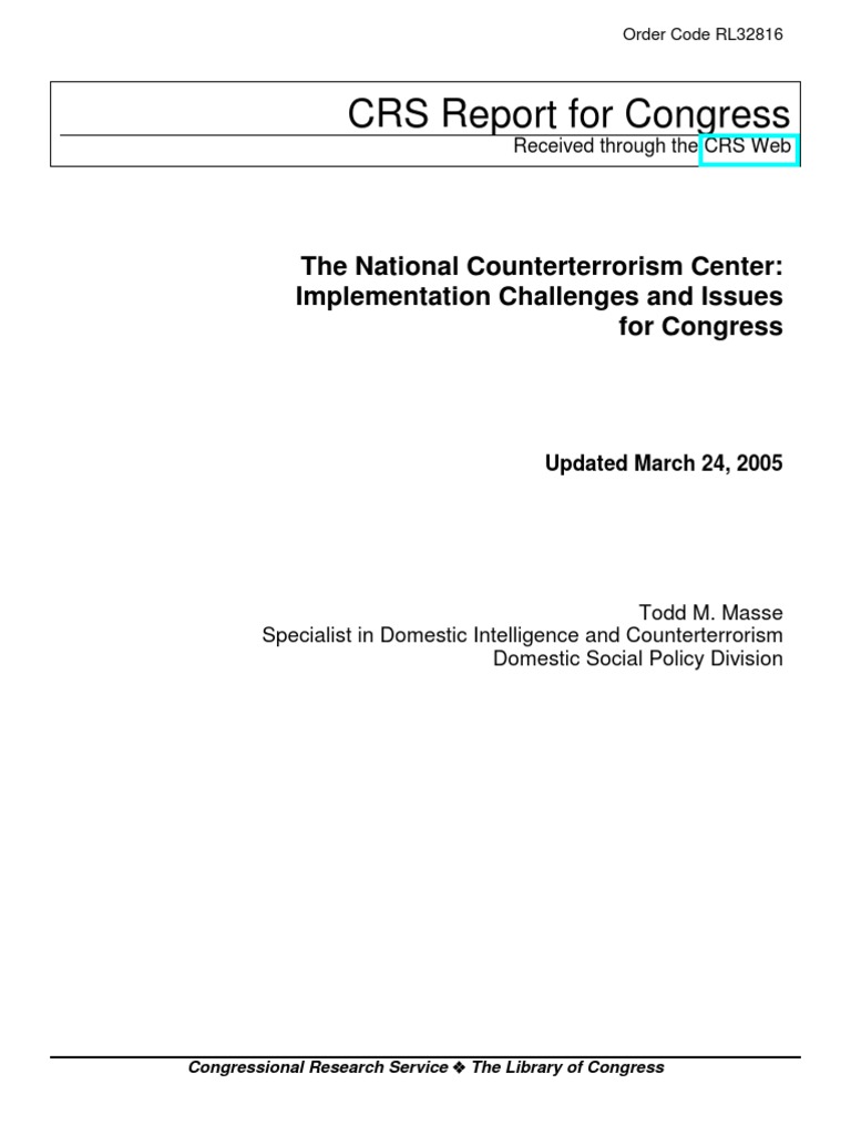 CRS Report For Congress: The National Counterterrorism Center ...