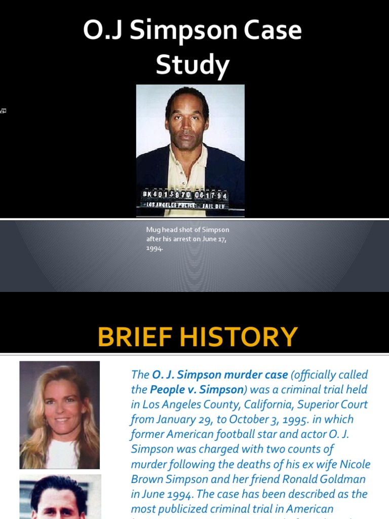 O.J Simpson Case Study: Mug Head Shot of Simpson After His Arrest On ...