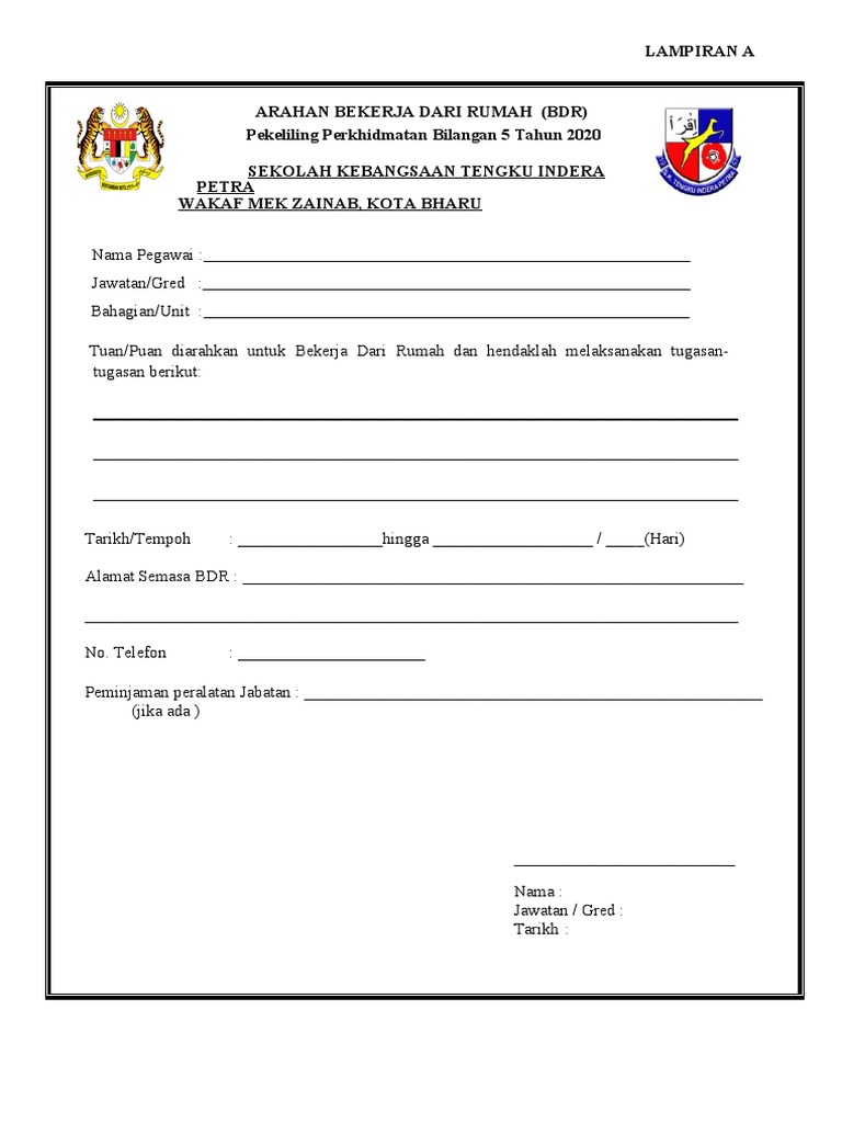 Lampiran A Borang BDR | PDF