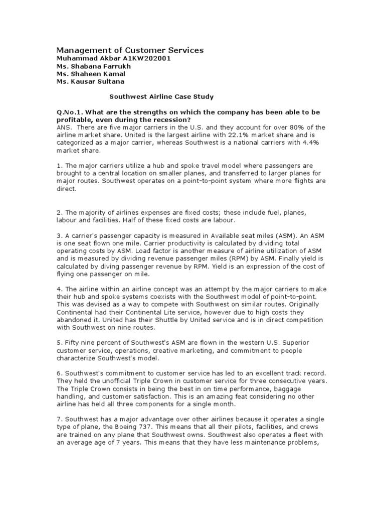 Southwest Airline Case Study | PDF | Southwest Airlines | Airline Hub