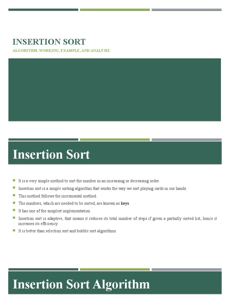 Insertion Sort: Algorithm & Analysis | PDF | Teaching Methods & Materials | Computers