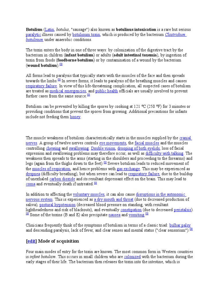 An In-Depth Review of Botulism: Causes, Symptoms, Diagnosis and ...