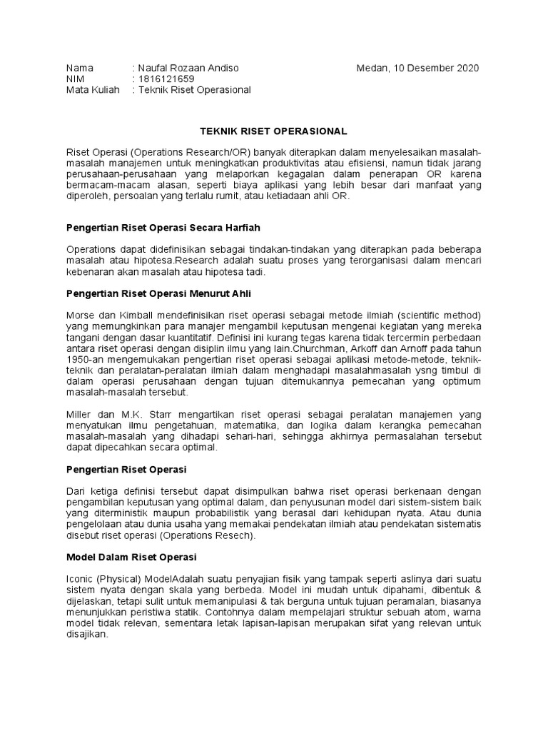 Teknik Riset Operasional | PDF
