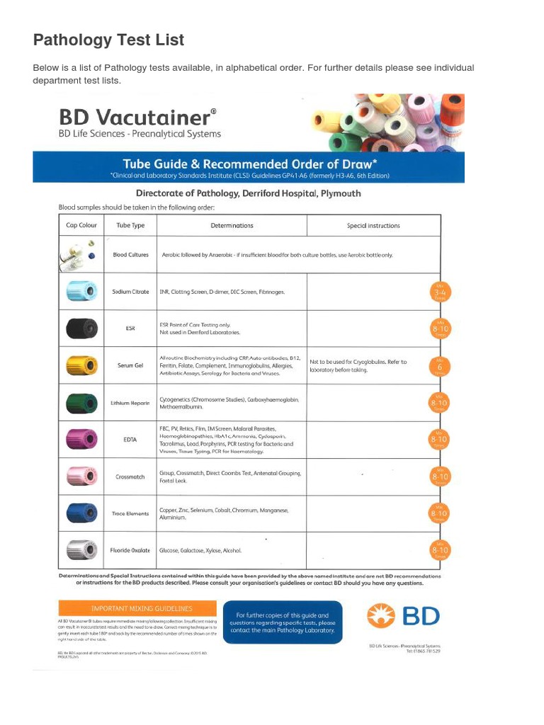 Pathology-Test-List For Christian 13022019 | PDF | Reference Range ...