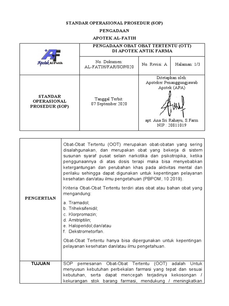Sop Pengadaan Obat Pdf