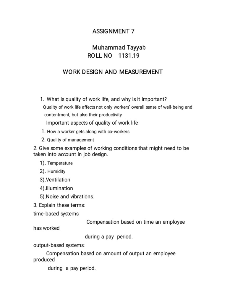 Tayyab Assignment 7 Pom .Roll No 1131.19 | PDF